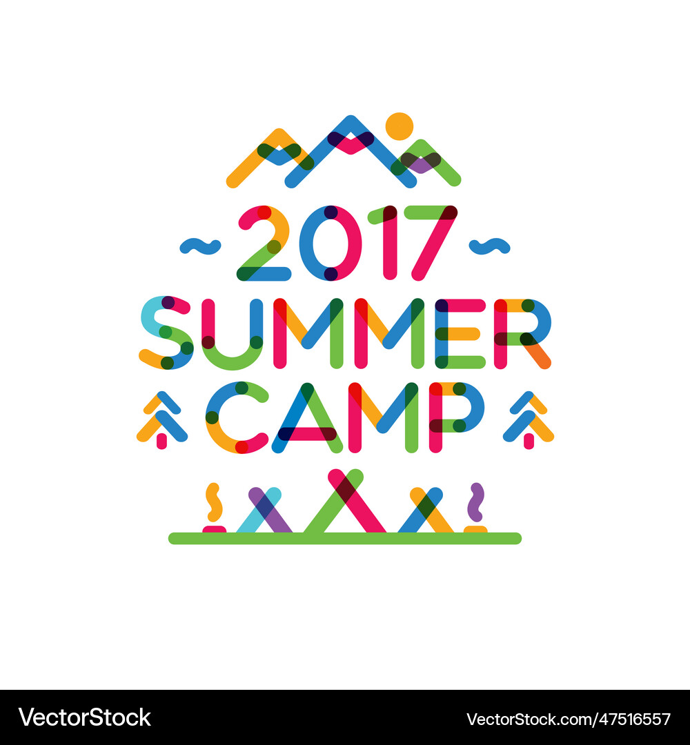 Summer camp 2017 card with nature landscape Vector Image