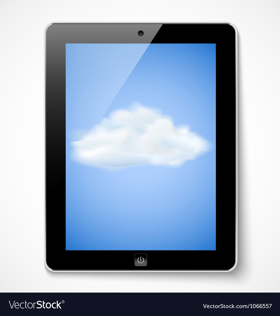 Tablet computer with cloud icon Royalty Free Vector Image