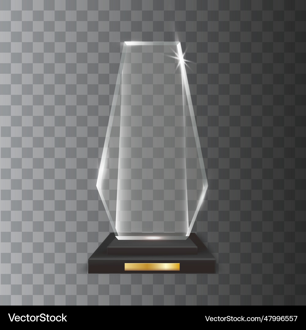 Transparent realistic blank acrylic glass trophy Vector Image