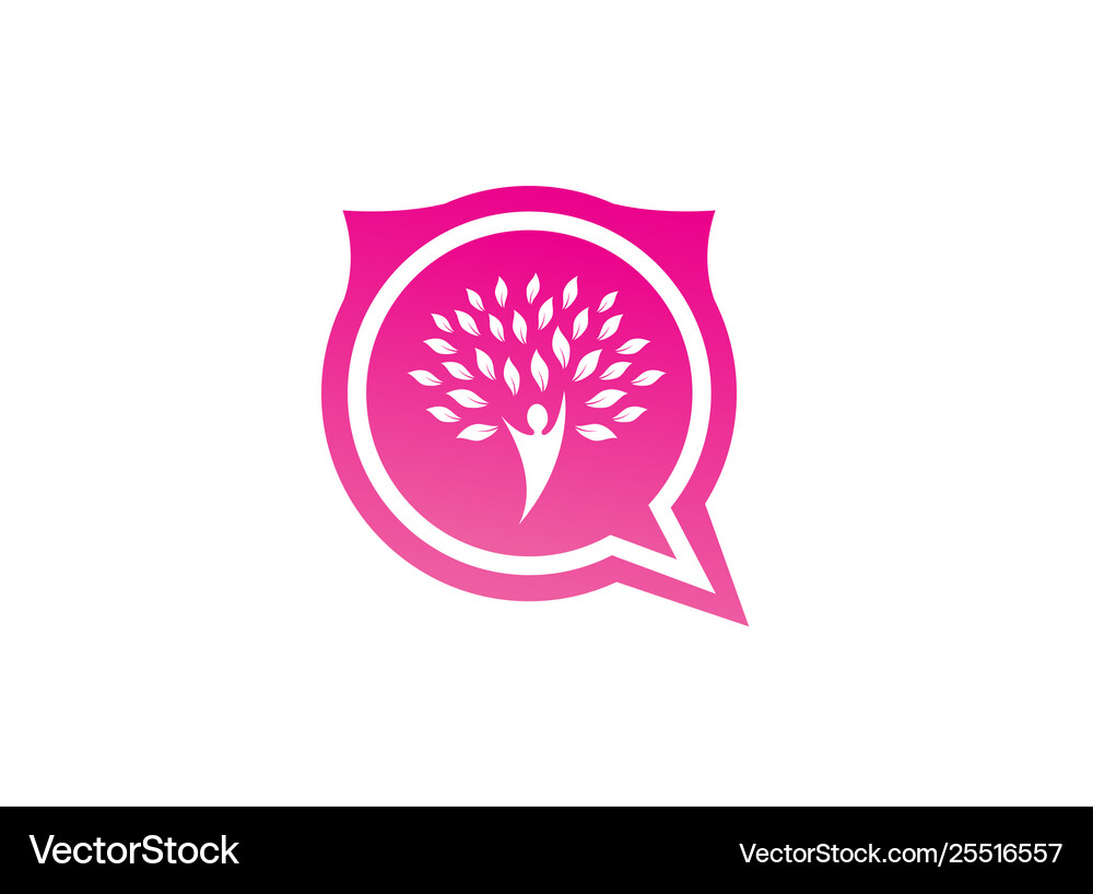 Tree trunk with head and green leaves logo design Vector Image
