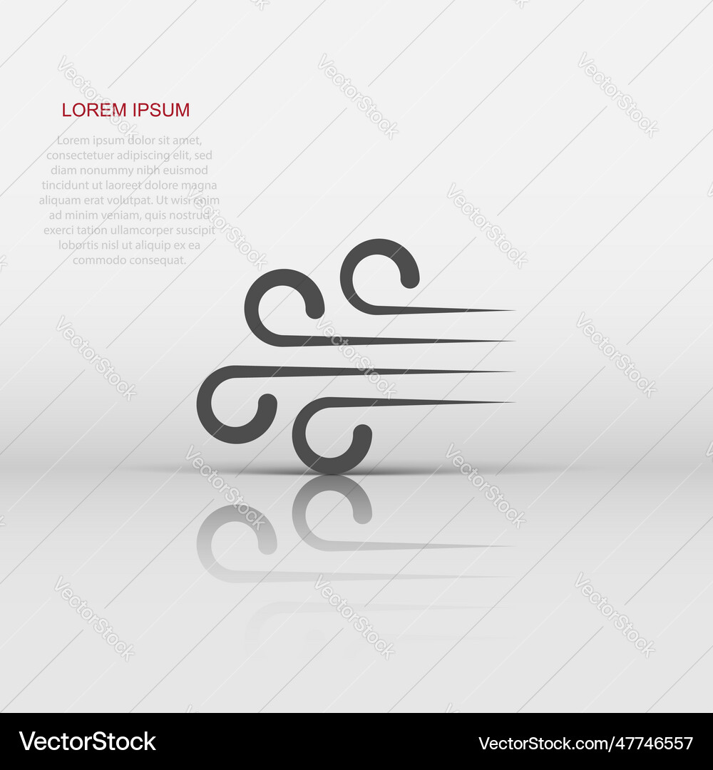 Wind icon in flat style air on white isolated Vector Image