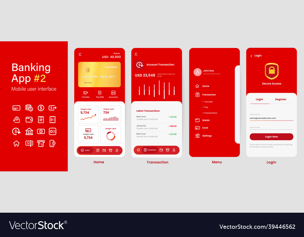 Banking app mobile interface user layout Vector Image