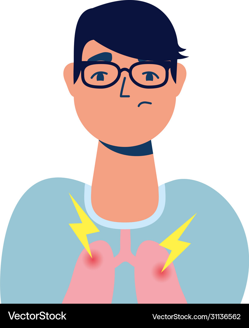 Businessman sick with respiratory failure Vector Image