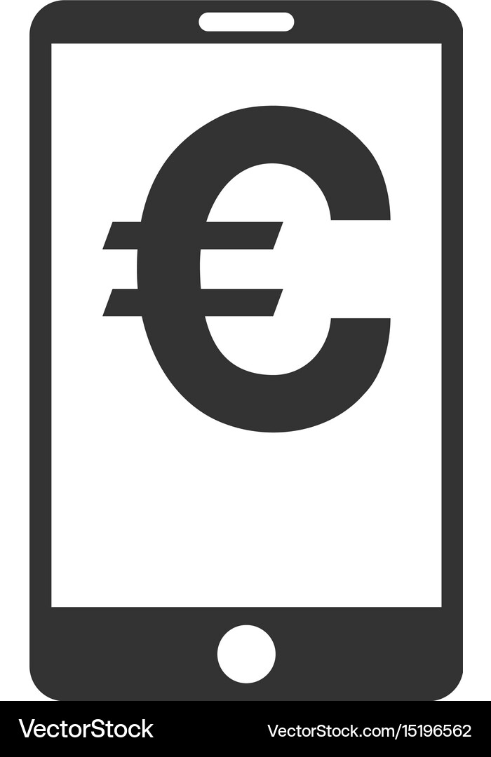 Euro mobile balance flat icon Royalty Free Vector Image