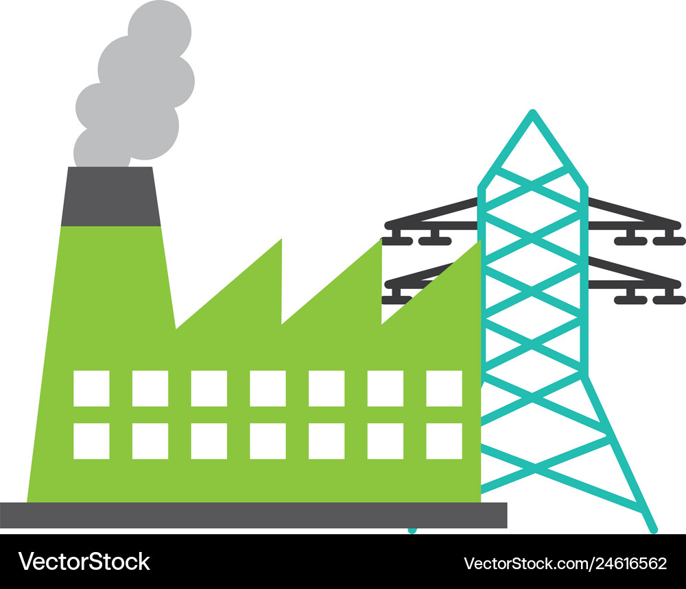 Factory and tower electricity energy renewable Vector Image
