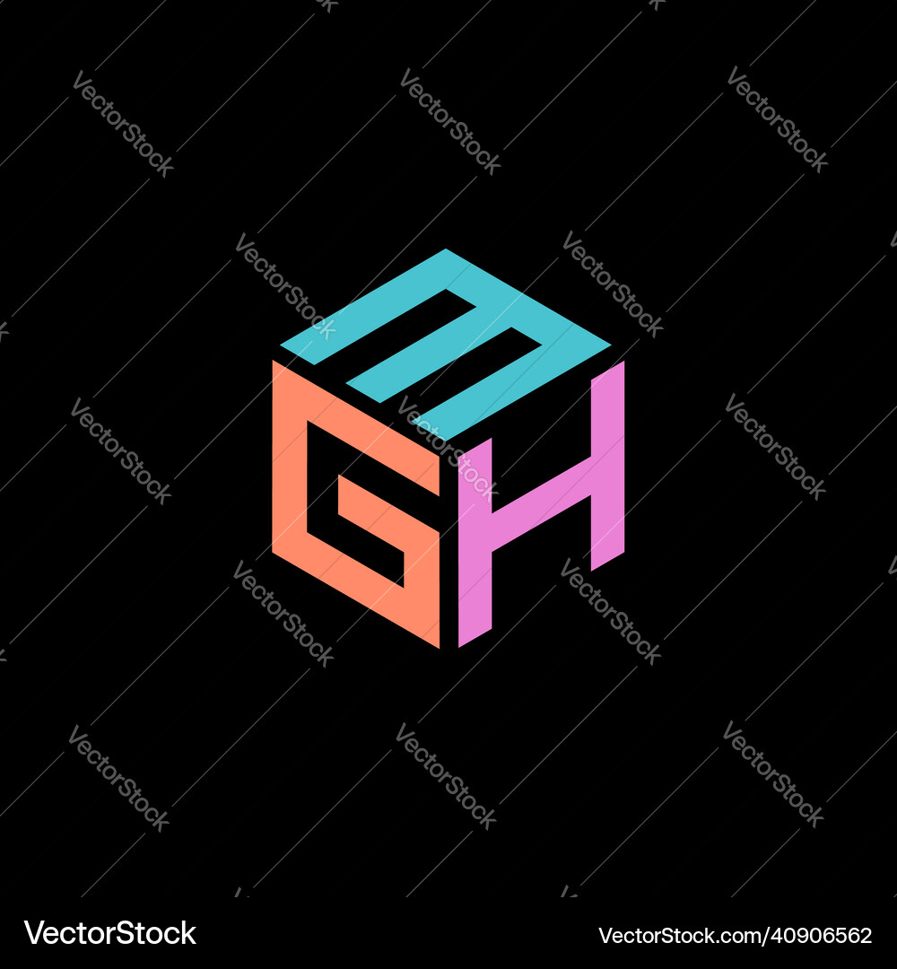 Hexagon logo with the letters mgh design Vector Image