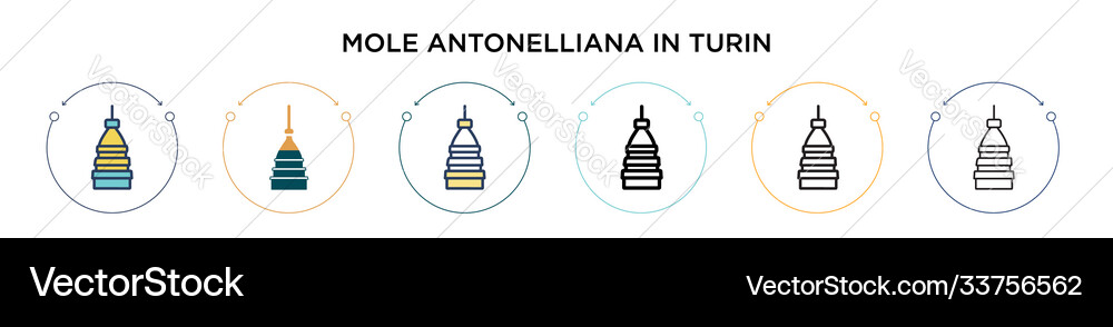 Mole antonelliana in turin icon filled thin Vector Image