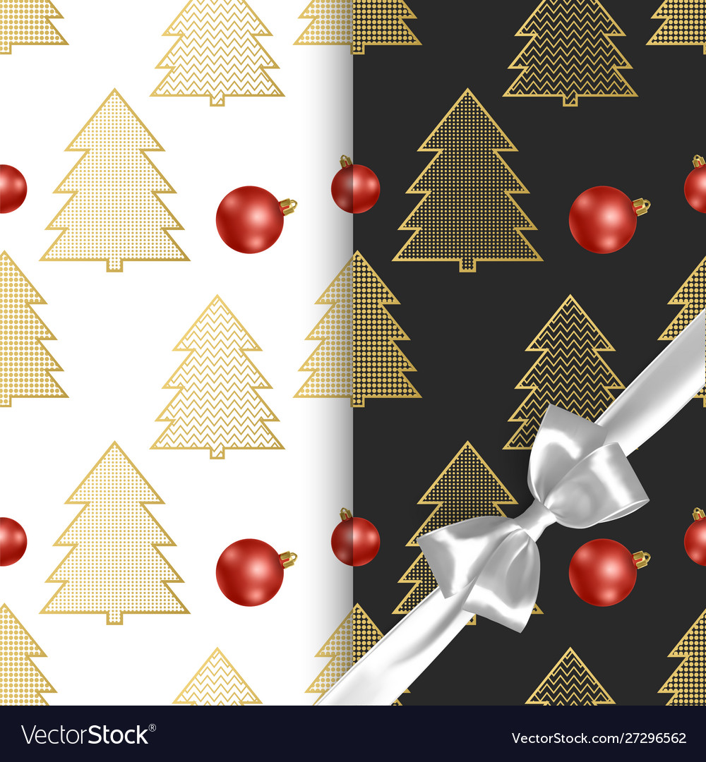 Seamless christmas patterns with trees Royalty Free Vector