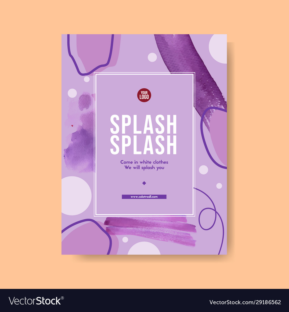 Splash color poster design with purple watercolor Vector Image