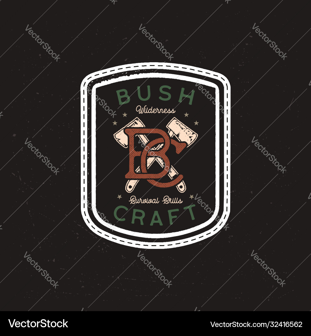 Vintage camp patch logo bush craft badge hand Vector Image