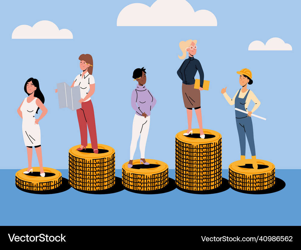 Women salary income difference Royalty Free Vector Image