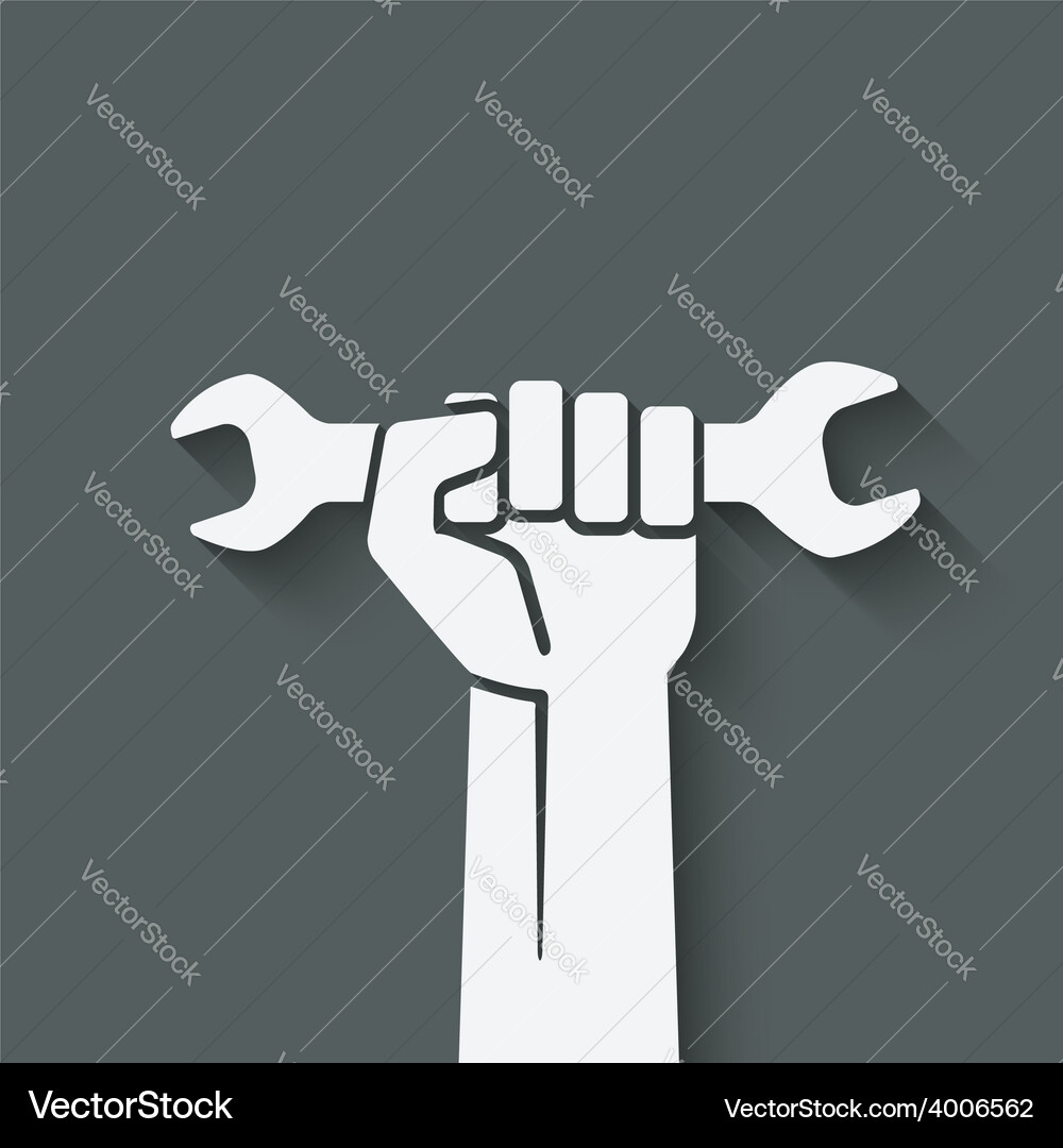 Worker with Wrench Symbol Royalty Free Vector Image