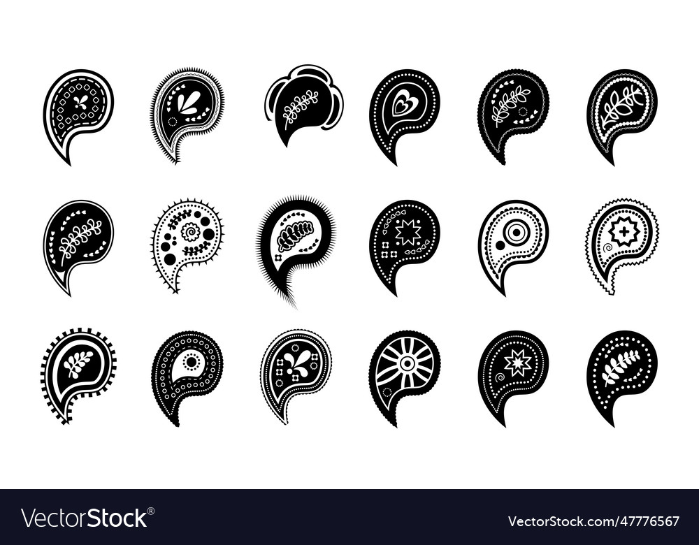 Abstract decorative indian flat elements set Vector Image