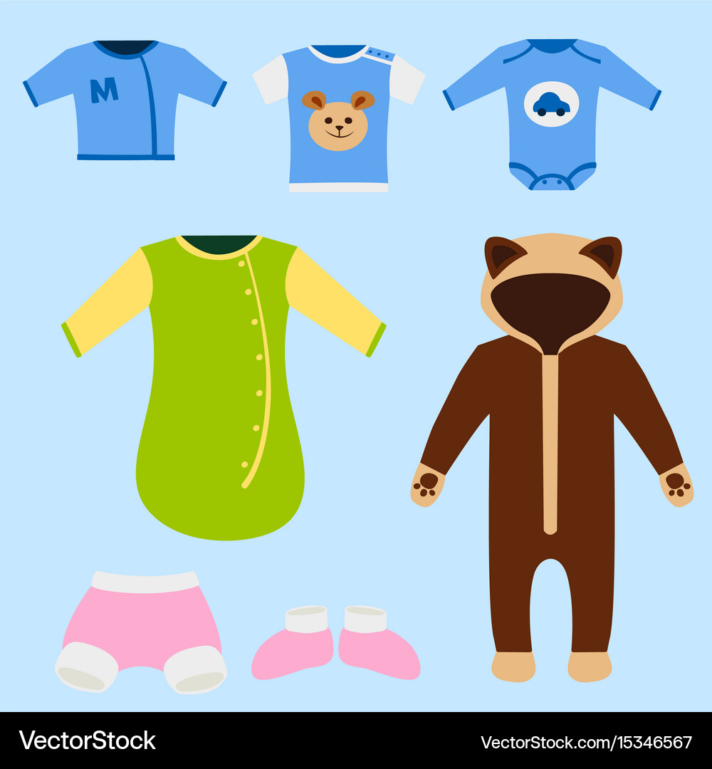 Baby clothes icon set design textile casual Vector Image