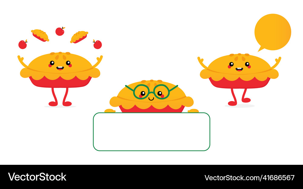 Cute apple pie characters having fun Royalty Free Vector