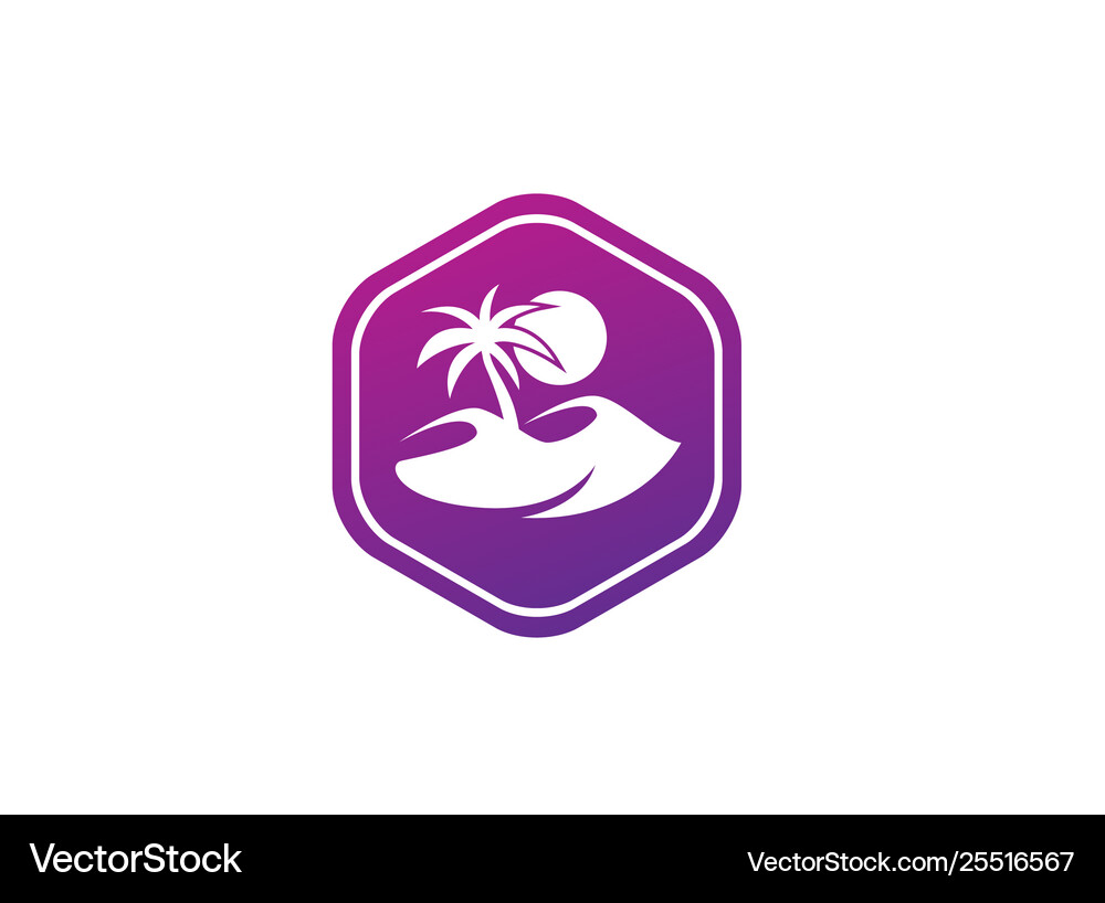 Desert logo palm and sand sun design Royalty Free Vector