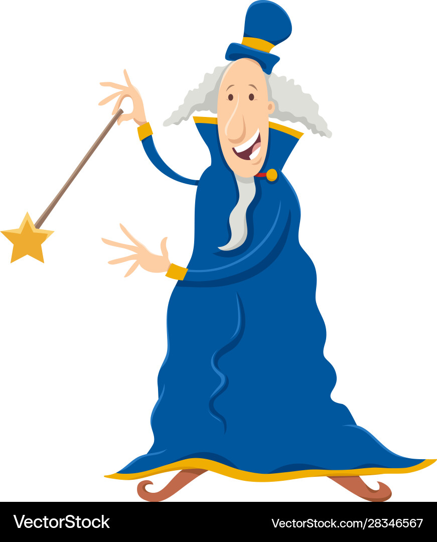 Funny wizard fantasy character cartoon Royalty Free Vector