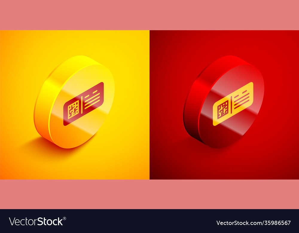 Isometric qr code ticket train icon isolated Vector Image