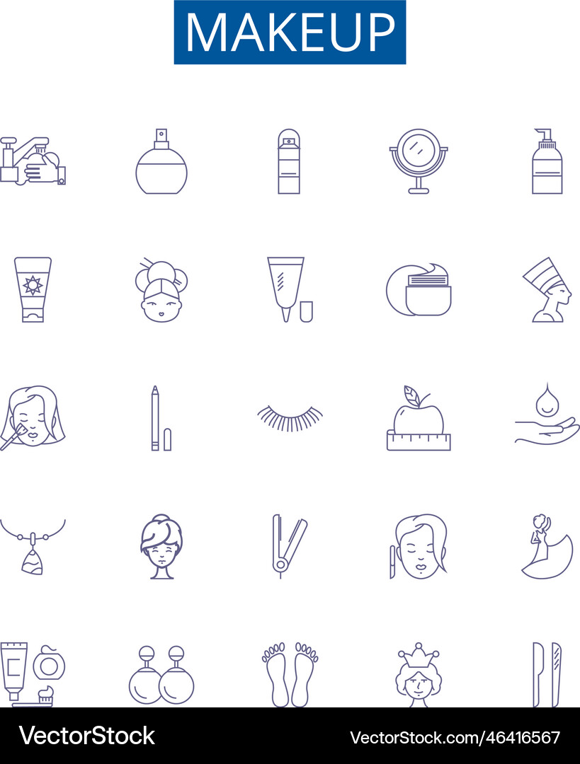 Makeup line icons signs set design collection Vector Image