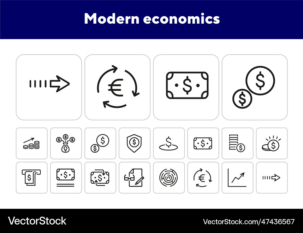 Modern economics icons Royalty Free Vector Image