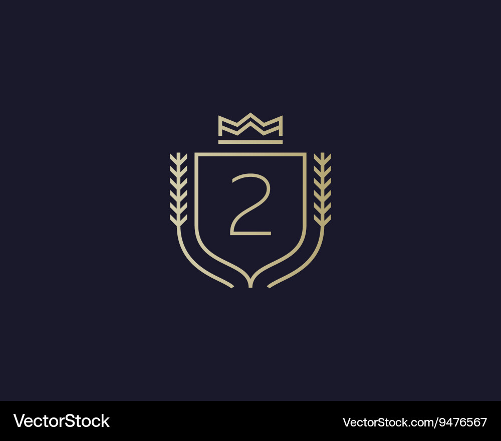 Premium number 2 ornate logotype elegant numeral Vector Image