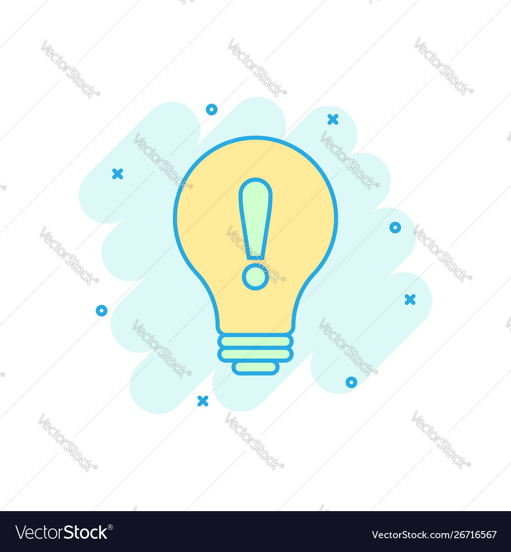 Problem solution icon in comic style light bulb Vector Image