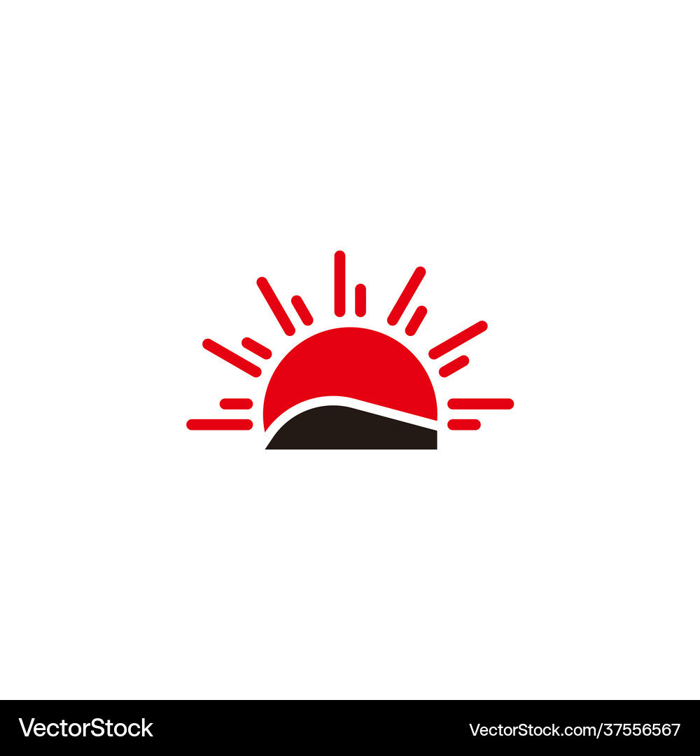 Sun rays land simple geometric japan design logo Vector Image