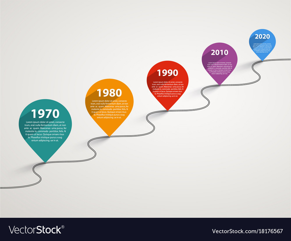 Temporary timeline with pointers by years Vector Image