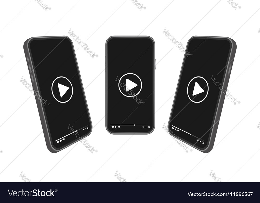 Video player interface on smartphone live Vector Image