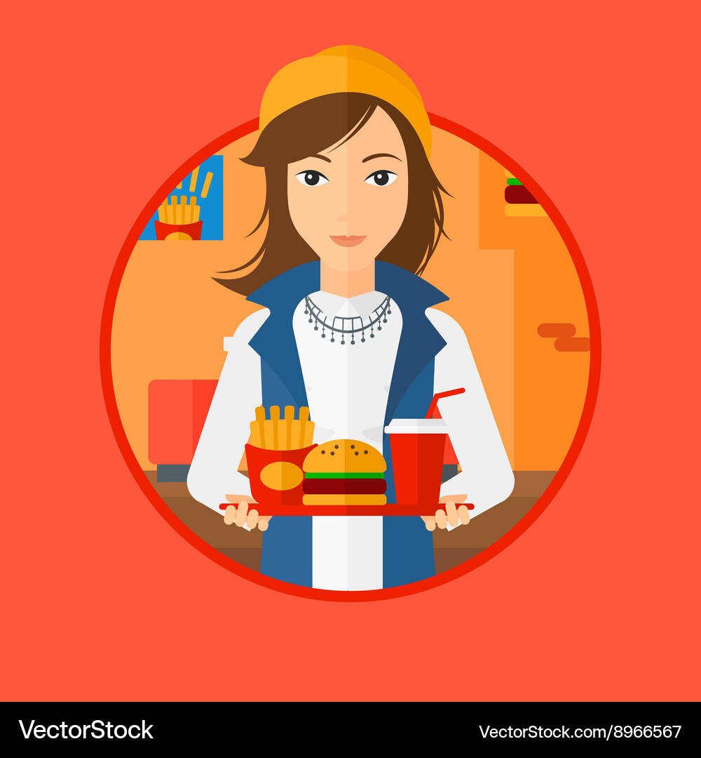 Woman with fast food Royalty Free Vector Image