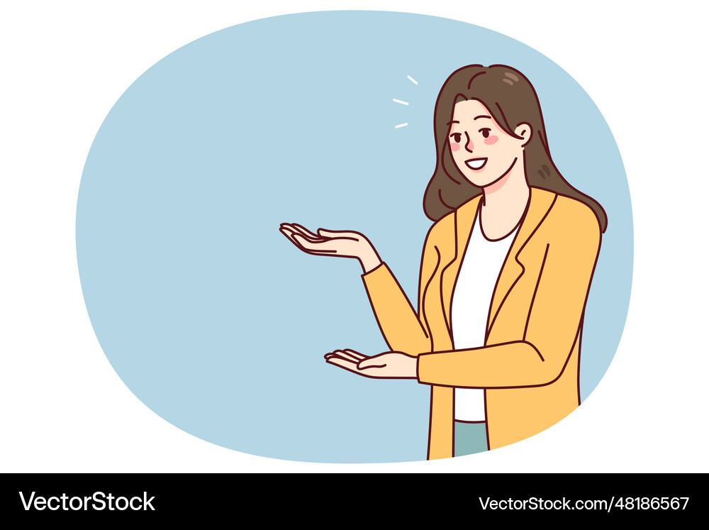 Young woman showing copy space Royalty Free Vector Image