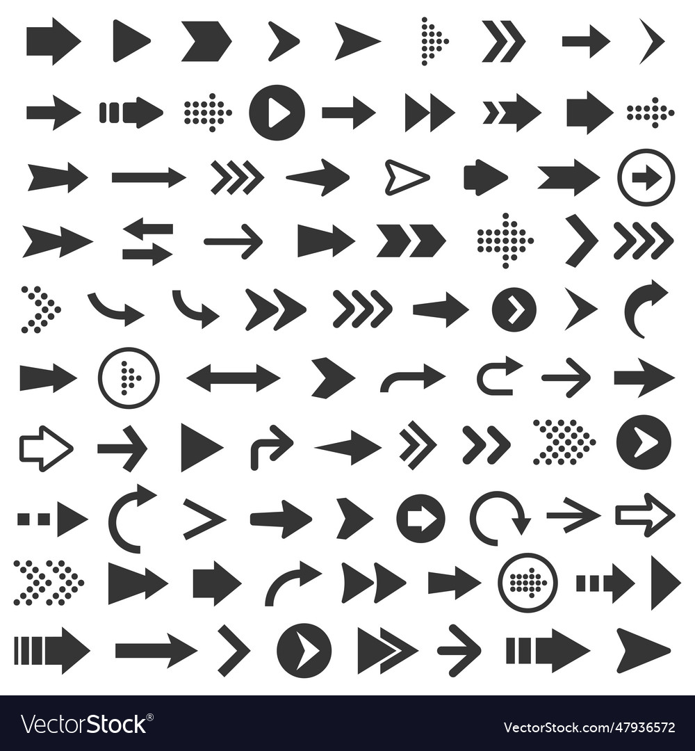 Arrow icons set Royalty Free Vector Image - VectorStock