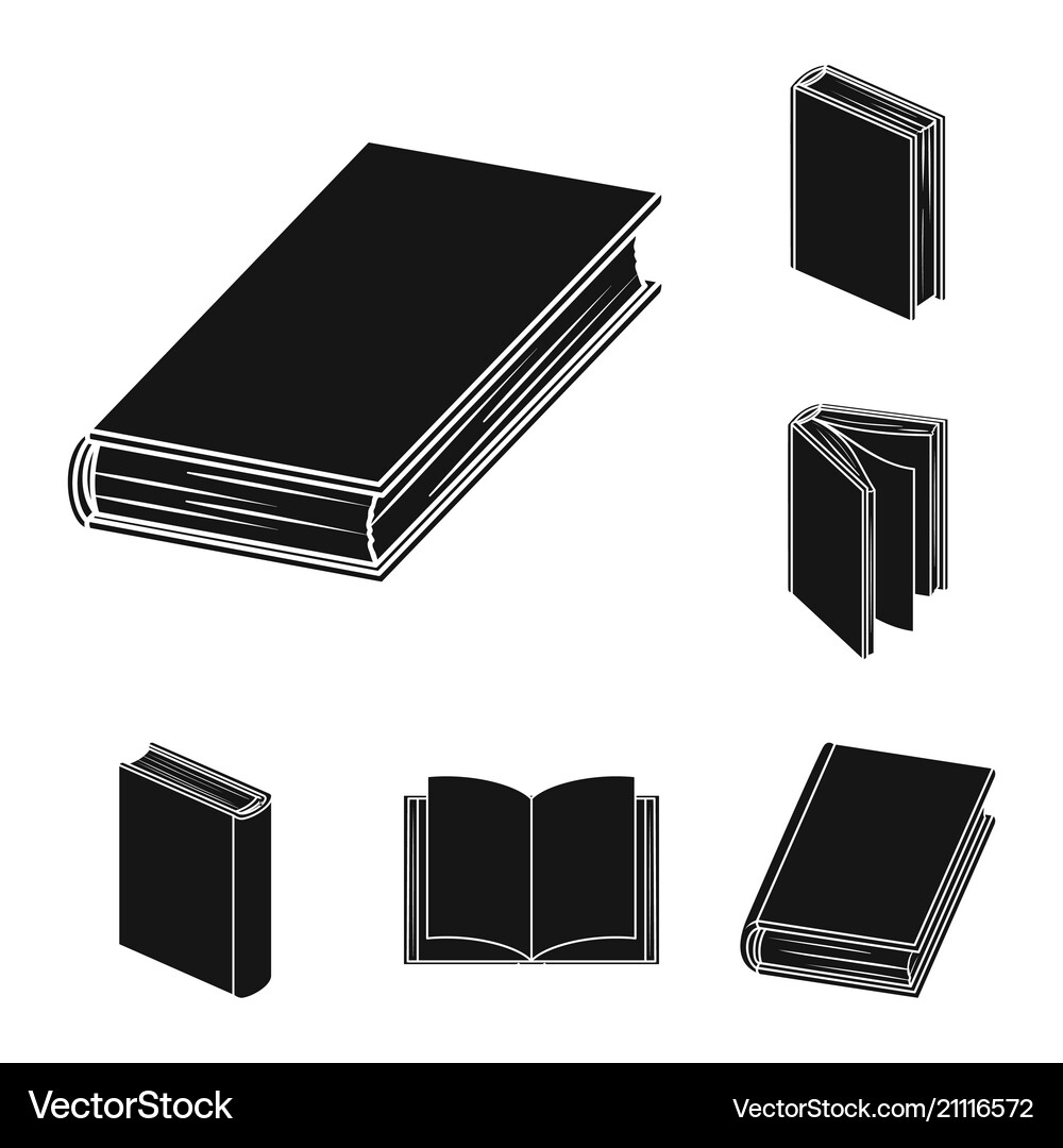 Book bound black icons in set collection Vector Image