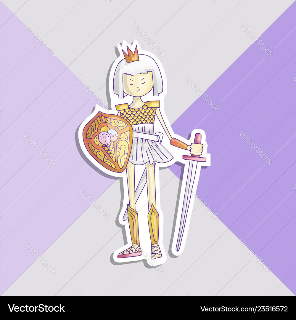 Cartoon warrior girl Royalty Free Vector Image