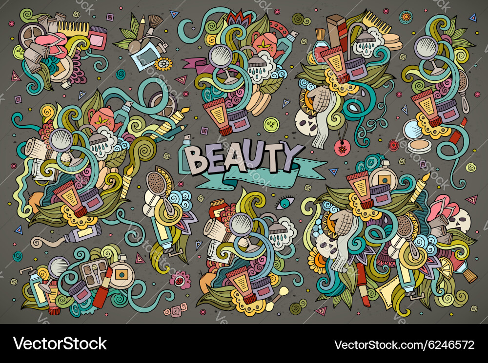 Colorful hand drawn doodle cartoon set Royalty Free Vector