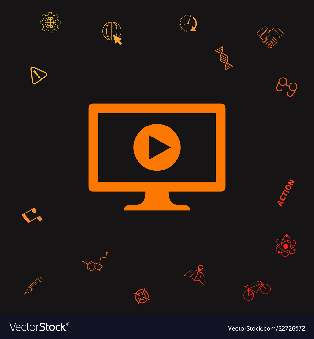 Computer with play button icon graphic elements Vector Image