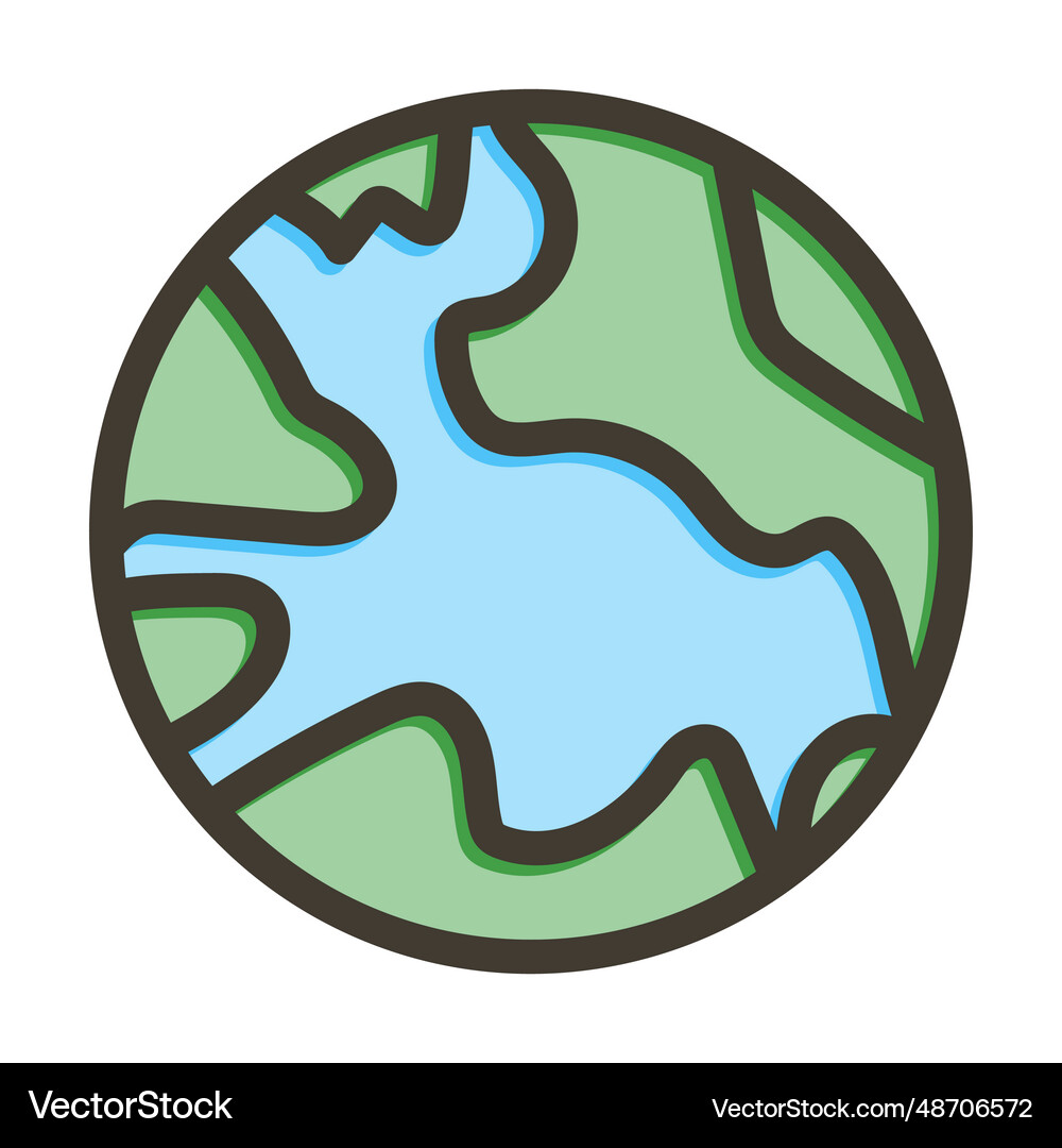 Earth thick line filled colors icon for personal Vector Image