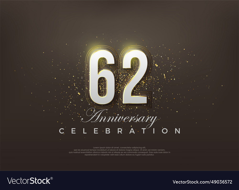 Elegant 62nd anniversary number premium Royalty Free Vector