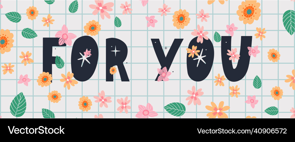 For you text lettering valentines day banner Vector Image
