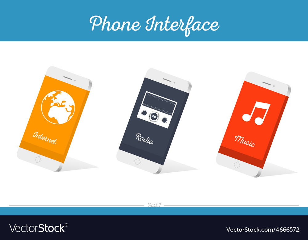Interface 3d smartphone models with media Vector Image