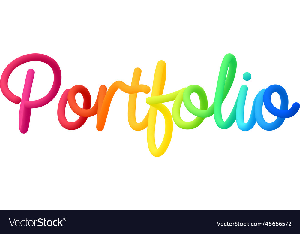 Portfolio fluid 3d twist text made of blended Vector Image