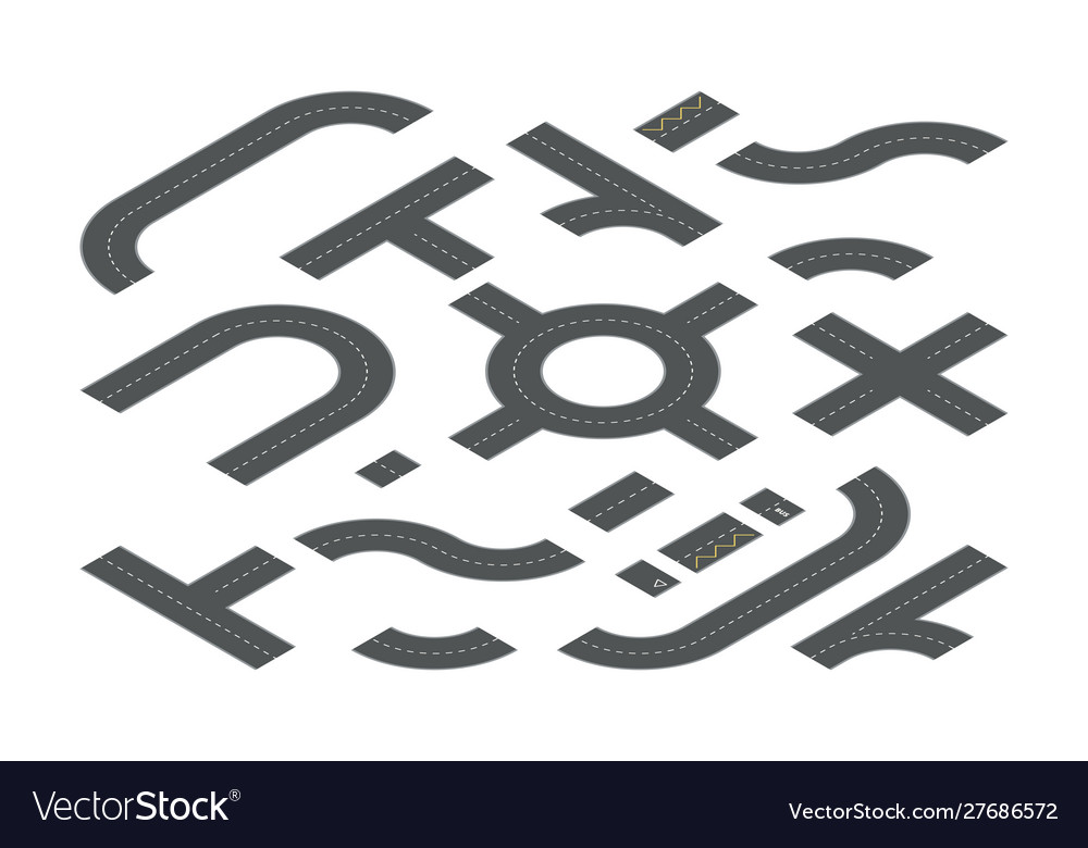 Road elements isometric 3d Royalty Free Vector Image Road elements isometric 3d Royalty Free Vector Image