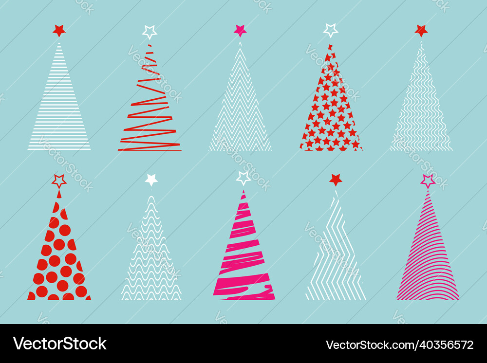 Set of colorful stylized christmas tree Royalty Free Vector