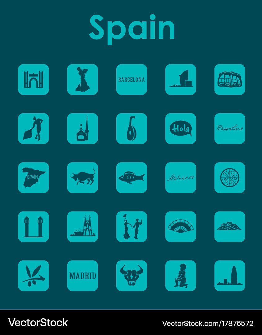 Set of spain simple icons Royalty Free Vector Image