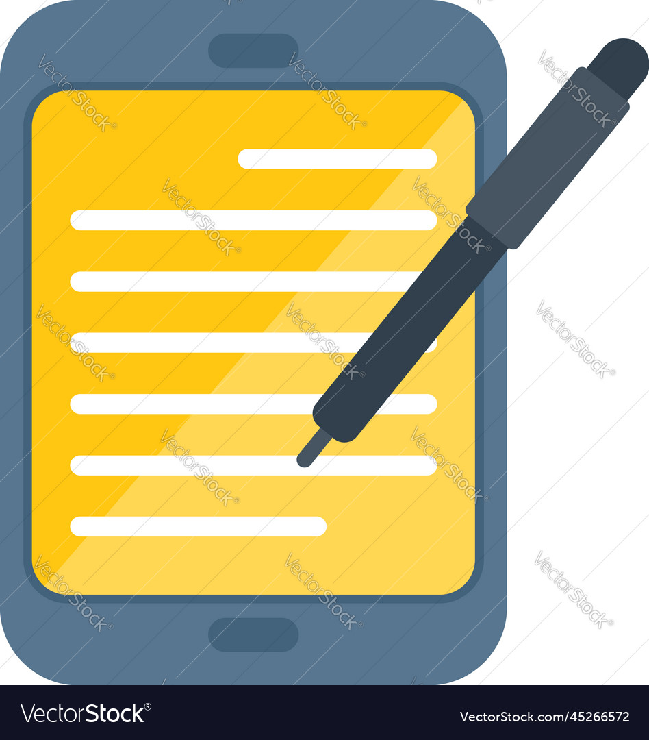 Tablet writing icon flat write message Royalty Free Vector