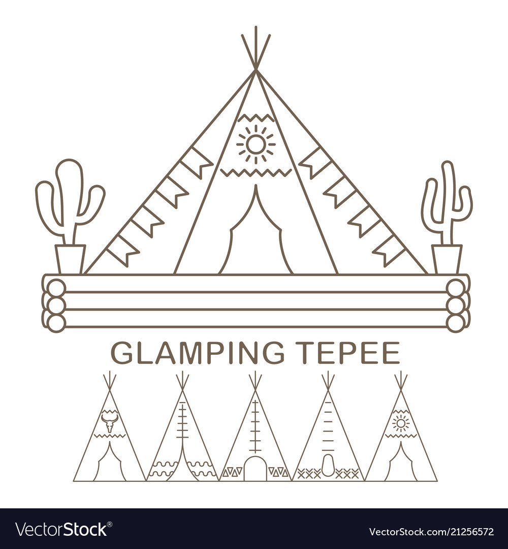 Tepee in linear Royalty Free Vector Image - VectorStock