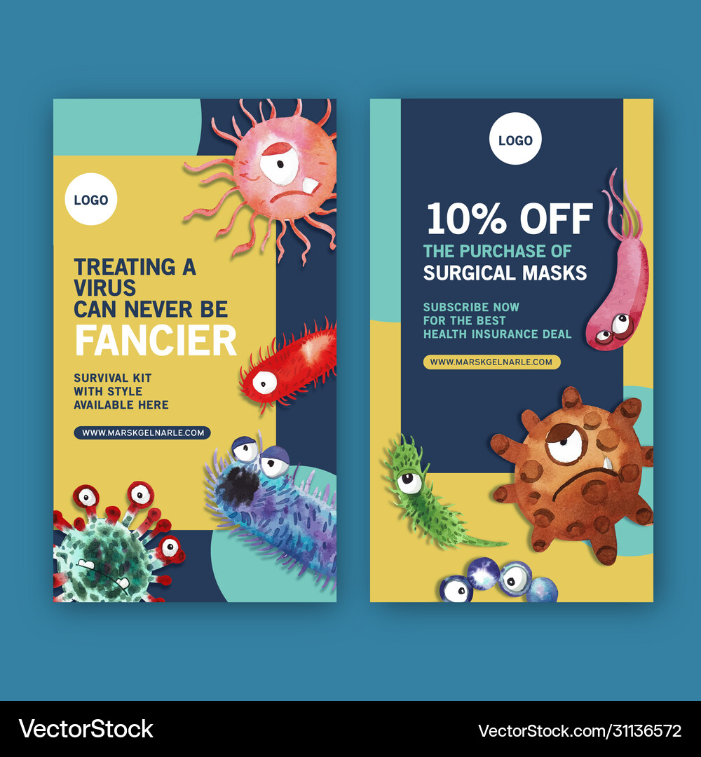 Virus ig stories ad design with bacteria Vector Image