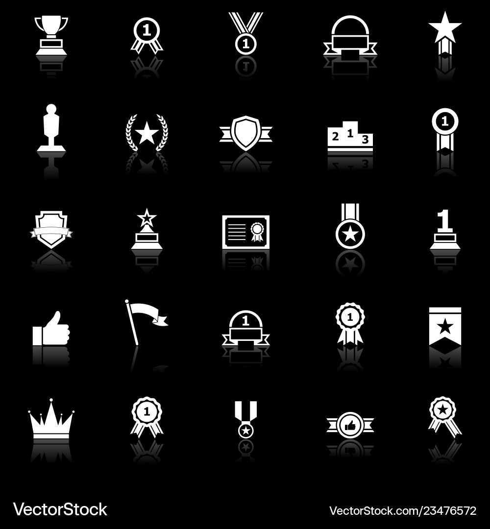 Winner icons with reflect on black background Vector Image
