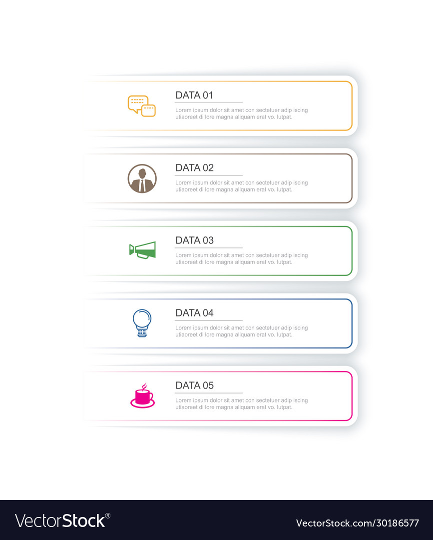 5 data infographics tab paper index template Vector Image