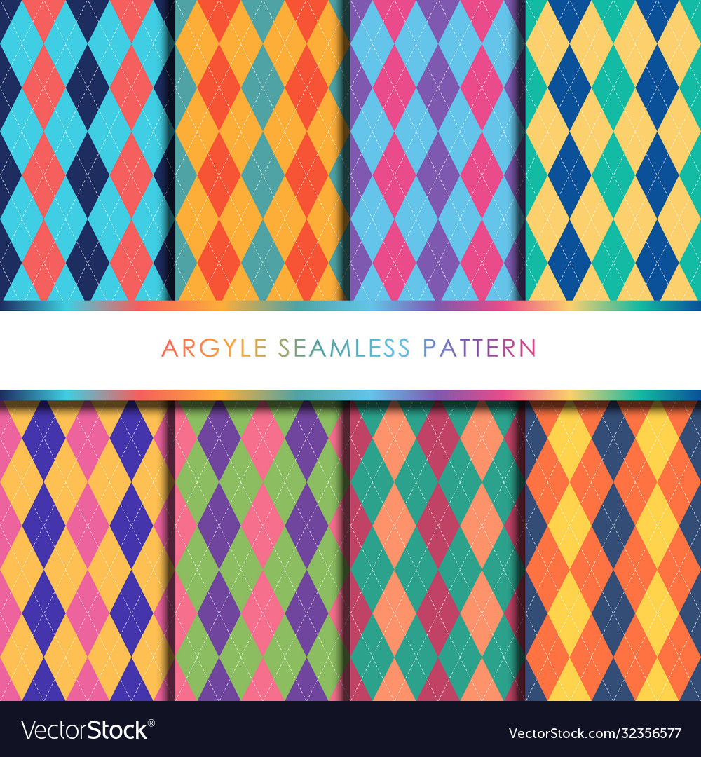 Argyle seamless pattern set Royalty Free Vector Image